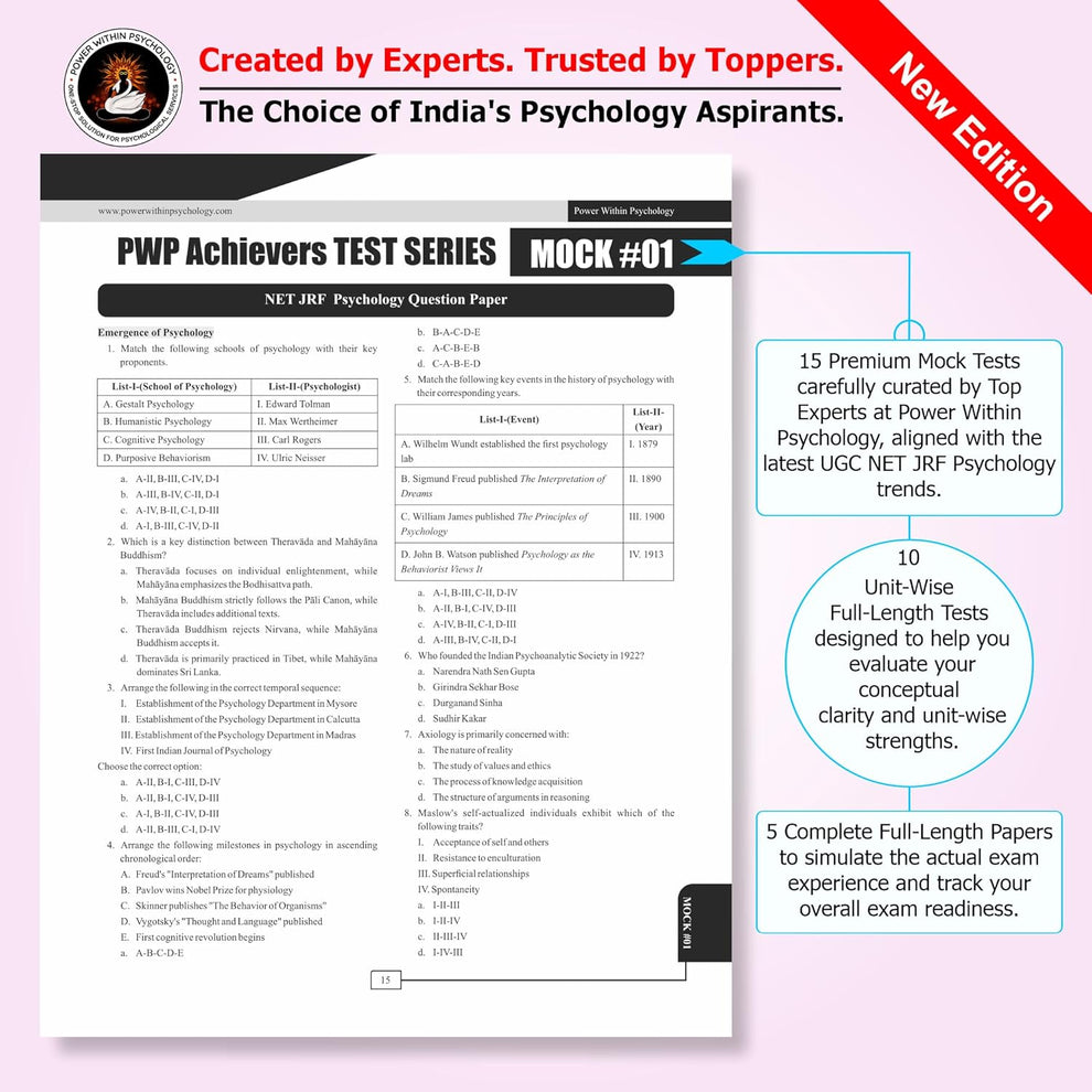 PWP NTA UGC NET JRF Paper 2 Psychology Achievers Question Bank Book ...